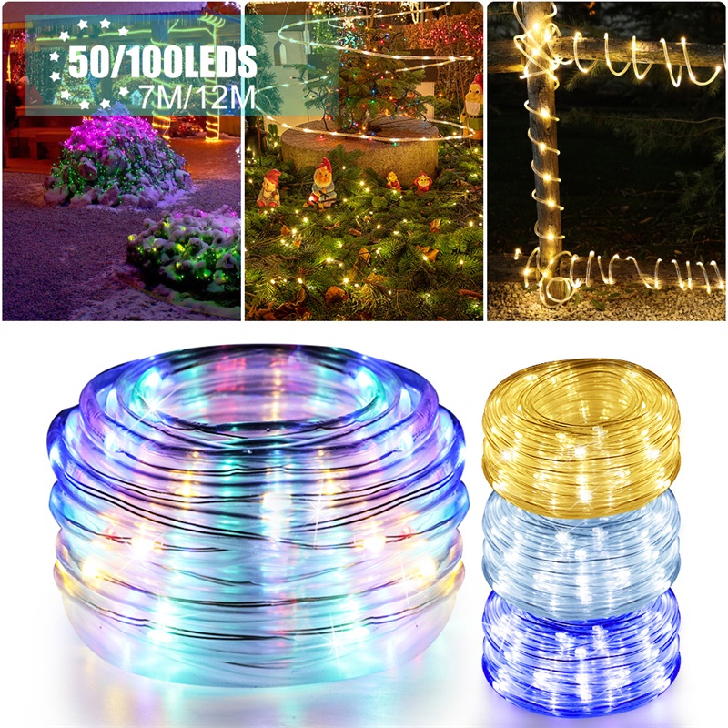 32/22/12/7m LED Solar Powered Rope Strip Lights Waterproof Tube Rope ...
