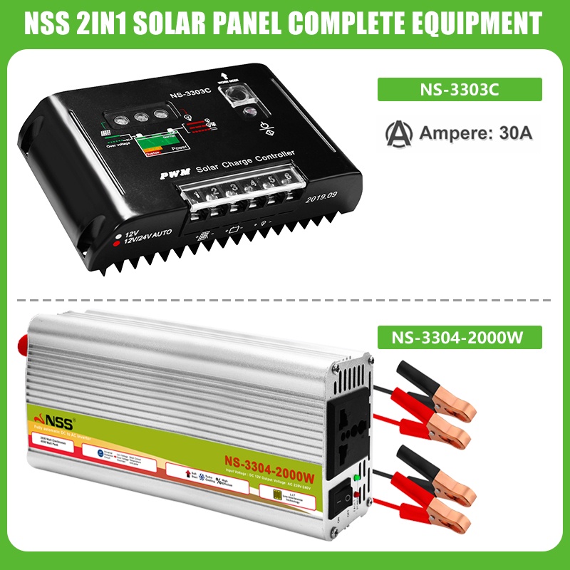 Nss 2 in 1 inverter 12v to 220v heavy duty set solar charge controller ...