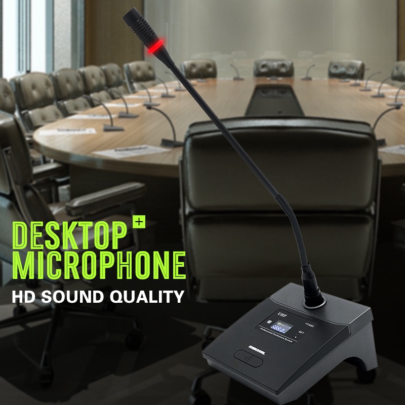 Desktop Microphone UHF 8 Channel Meeting AA Battery Wireless Mic Work ...