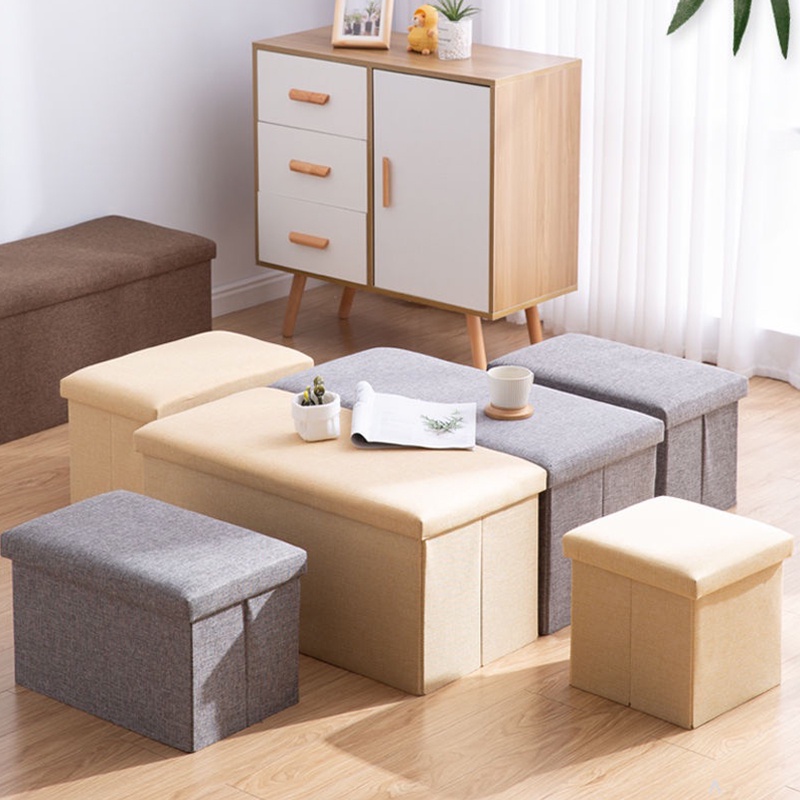 Omax Cotton and Linen Storage Stool Can Sit on Adult Sofa Stool ...