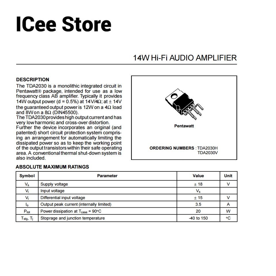 10Pcs Original ST TDA2030 TDA2003 TDA2050 TDA2030A TDA2003A TDA2030A ...