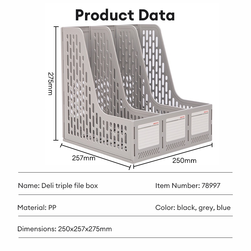 Deli File Organizer Magazine File A4 3 / 4 Tier 78998 78997 | Shopee ...