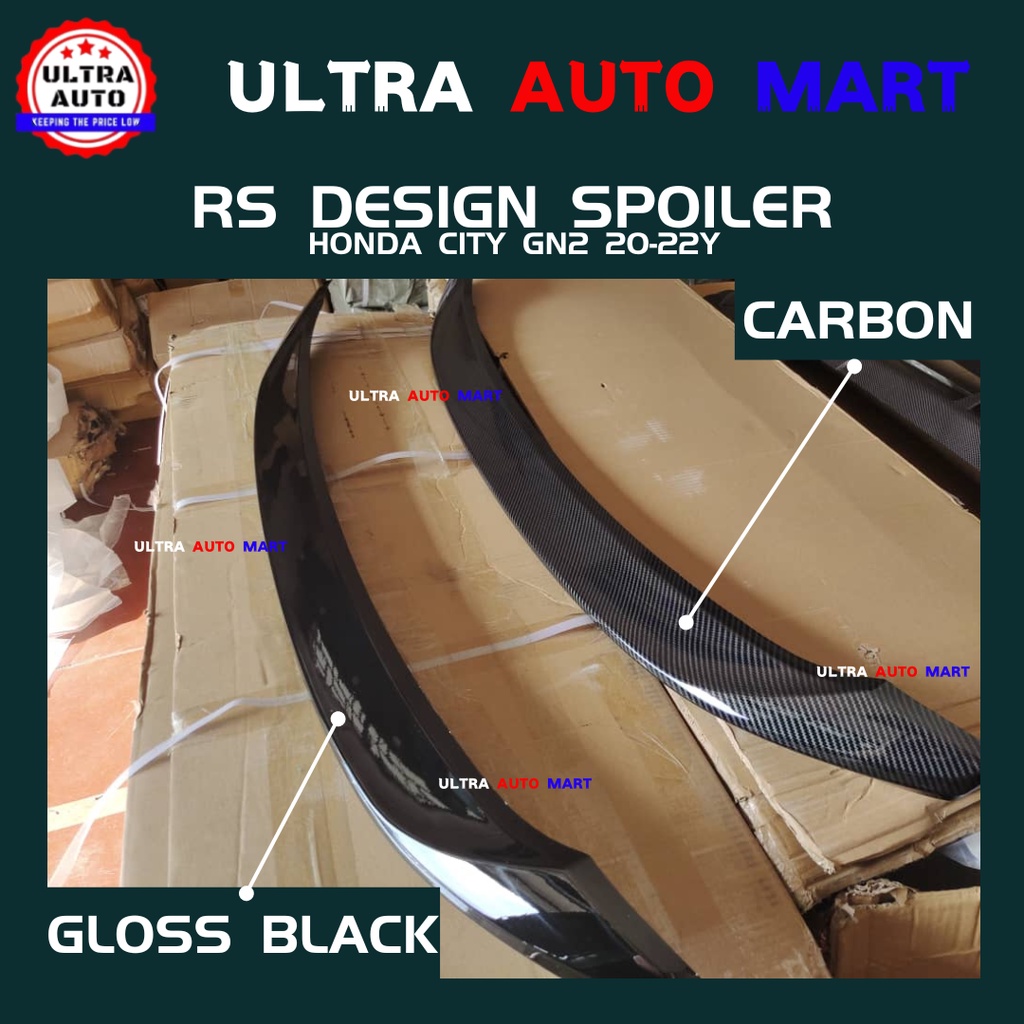 RS SPOILER Honda City 2020 GN2 ABS OEM Black Ducktail Spoiler Boot Lip ...