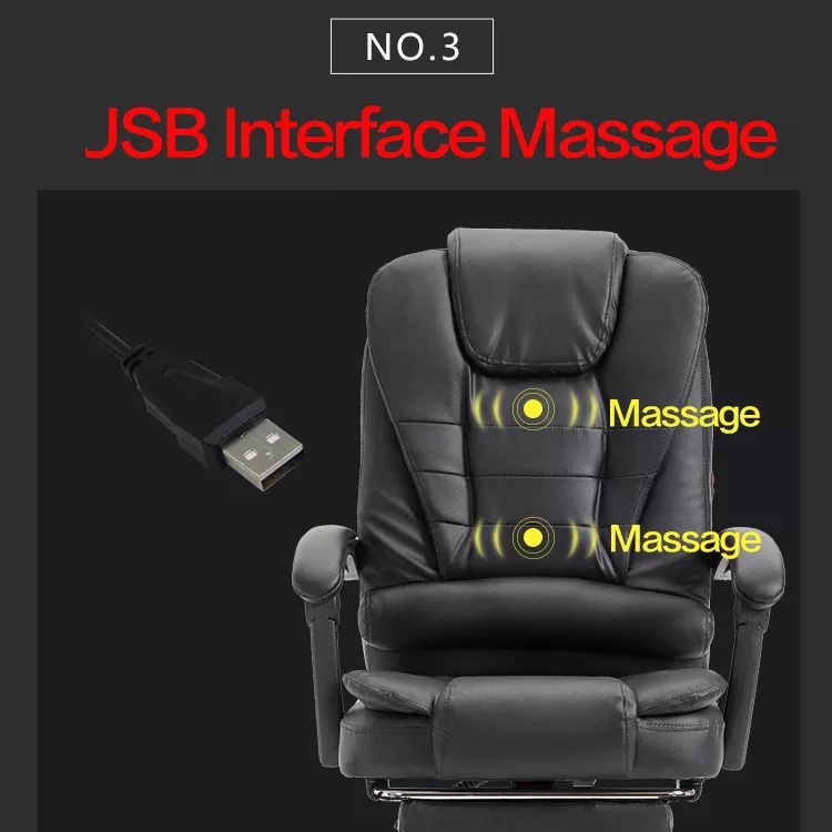 Leather Office Chair USB Massage Chair Comfort Reclining Boss Computer ...
