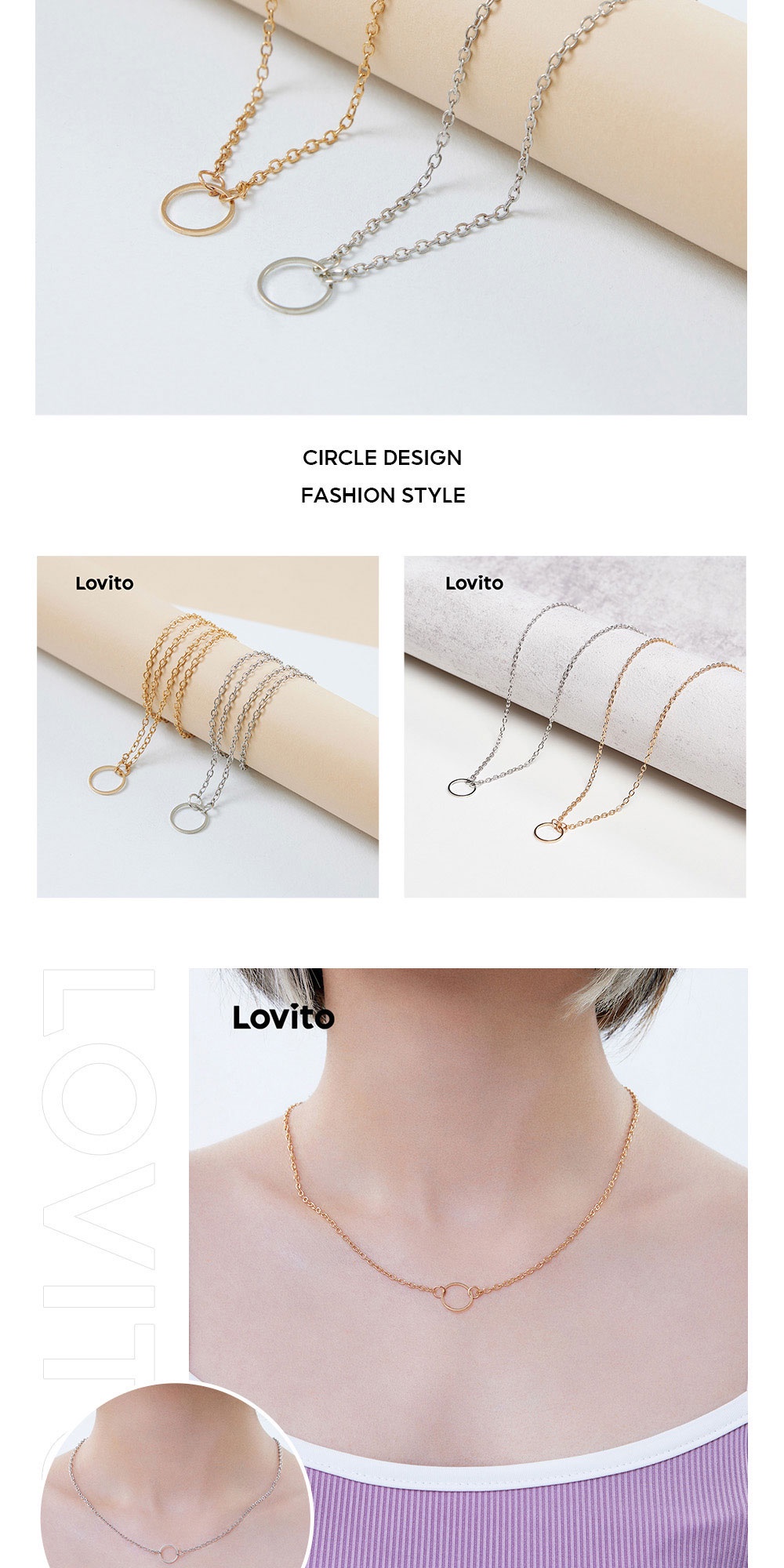 Lovito Women Metal Necklaces Ring Clavicle Chain Lady's Gift Alloy ...