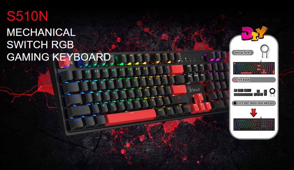 A4Tech Bloody S510N RGB USB Wired Mechanical Gaming Keyboard | Shopee Philippines