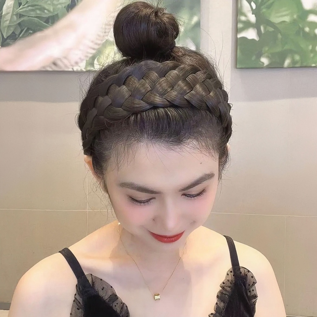 Girl's Wide-brimmed Wig Braid Headband Fishbone Braid Widened Wig ...