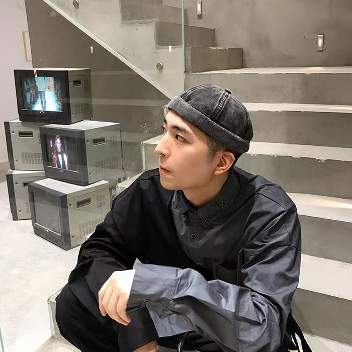 Washed Denim Brimless Cap for Women Vintage Solid Color Hip Hop Style ...