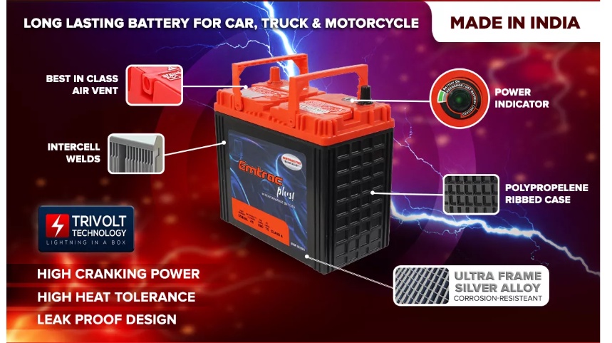 EMTRAC PLUS Chrome 95D31L (3SMF/N70L) 12V / 70AH RC mins 125 SAE/CCA ...