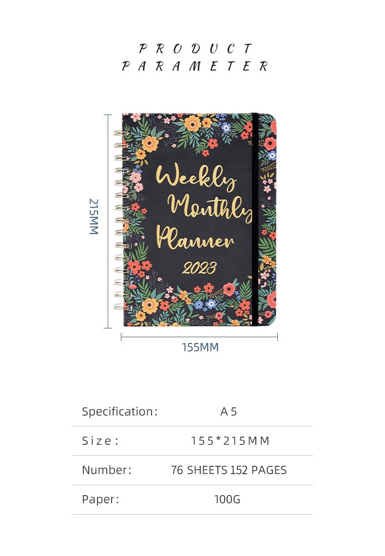 2023 Planner Notebook A5 English Version Agenda Spiral Coil Daily ...