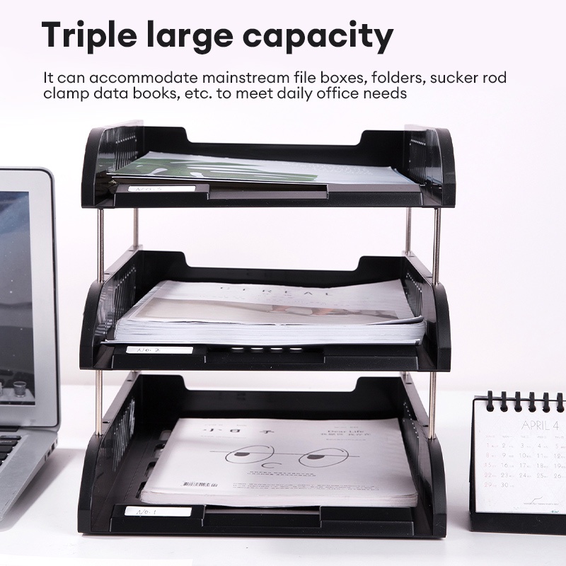 Deli 3-Layer Desk File Organizer Paper Magazine Document Tray School ...