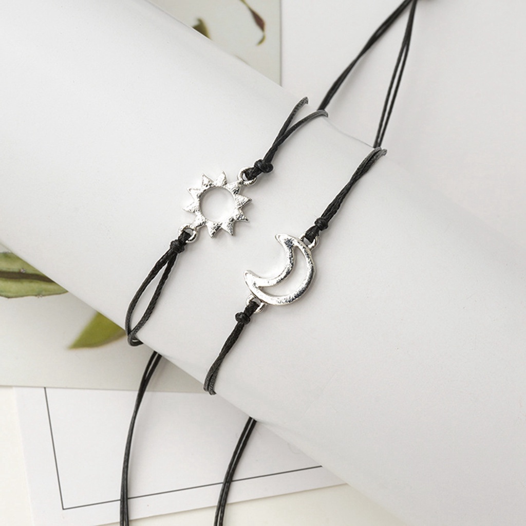 [LK] 2Pcs Unisex Moon Sun Style Adjustable Couple Bracelet Friend Gift ...