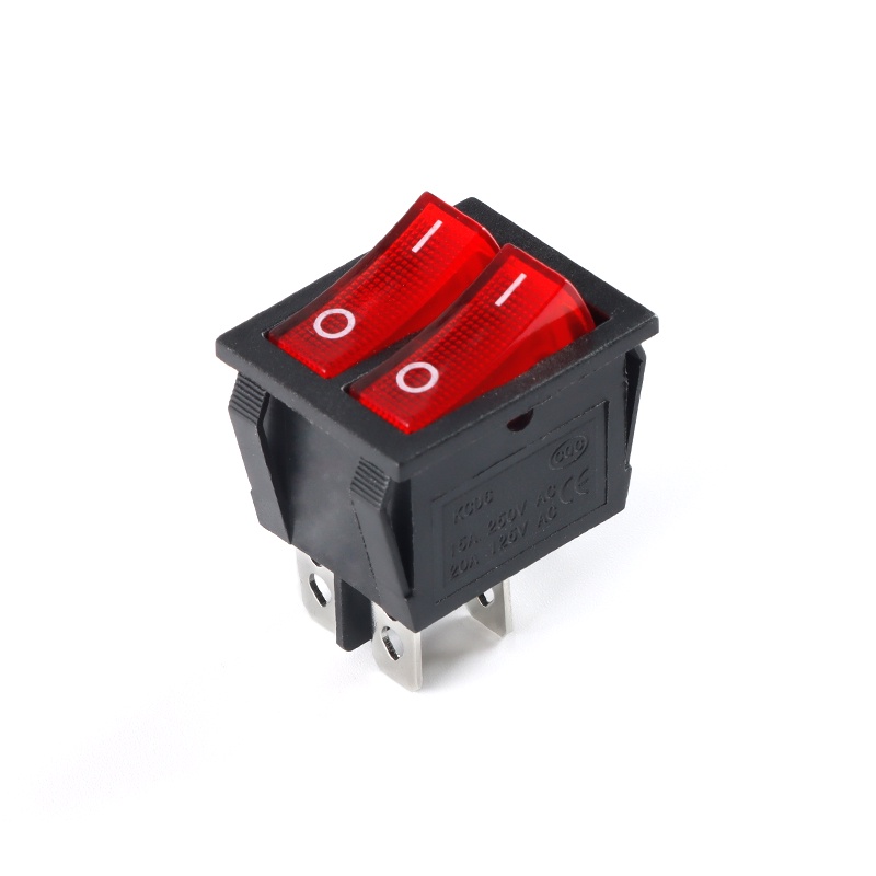 5Pcs KCD6 Rocker Switch 31*26mm Red Green with LED Light 4Pin 6Pin ON ...