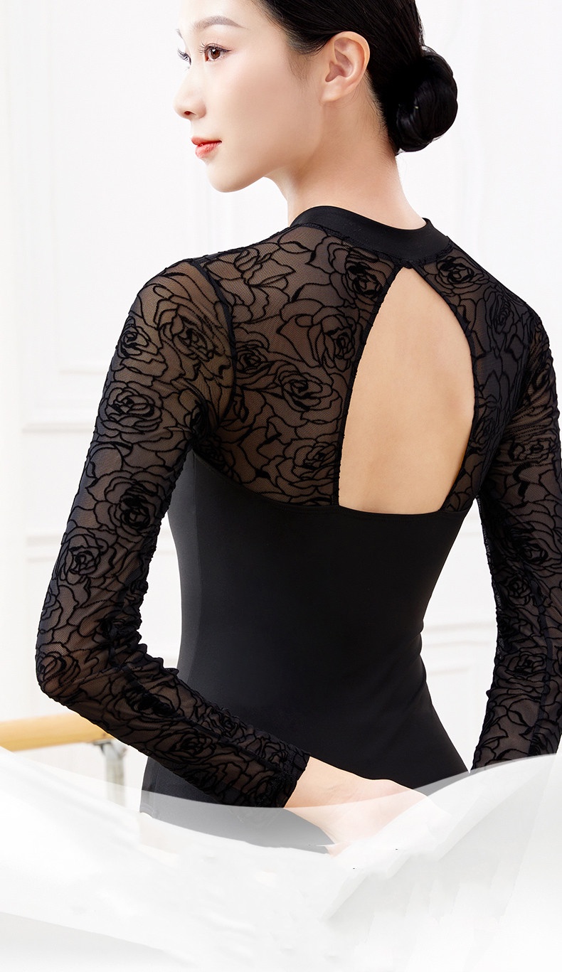 Ballet Leotards For Women Dance Wear Black Lace Hollow Back Adult ...