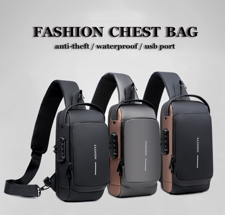 【COD】Chest Bag Men Anti-theft Sling Bag Waterproof USB Charging ...