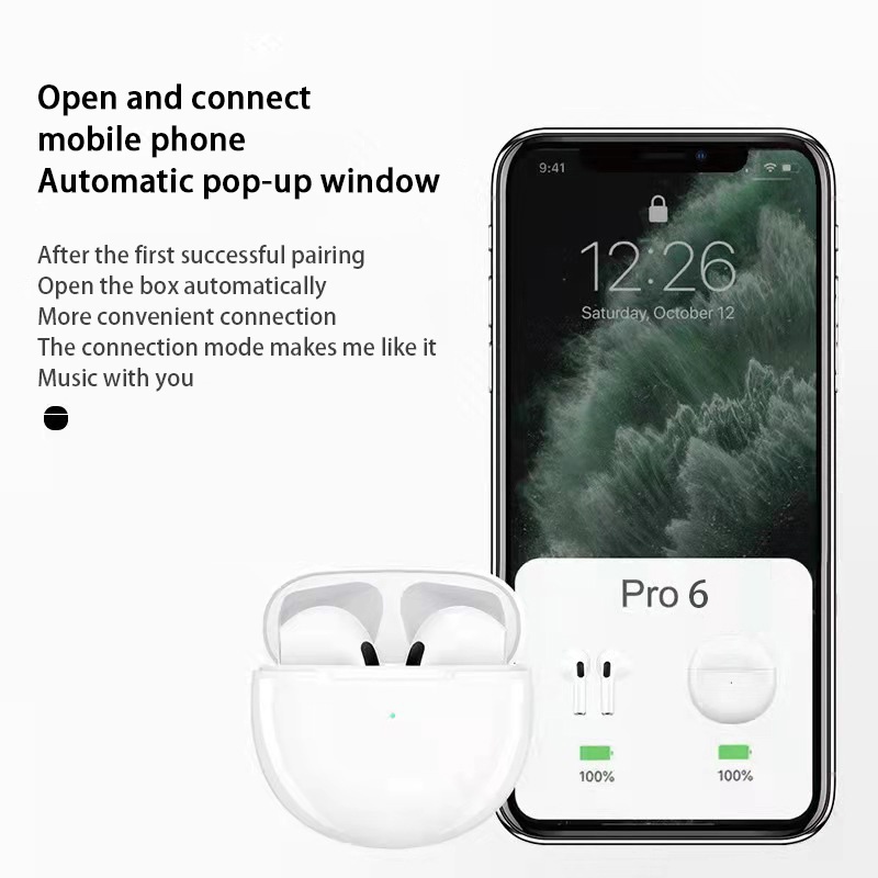 Airplus Pro6 TWS Bluetooth Wireless Earphone Earphone for IOS Android ...