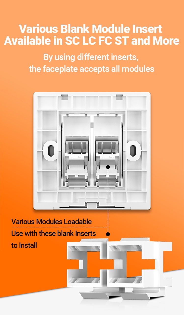 AMPCOM Fiber Optic Angled Wall Plate LC SC FC ST Simplex Duplex FTTH ...
