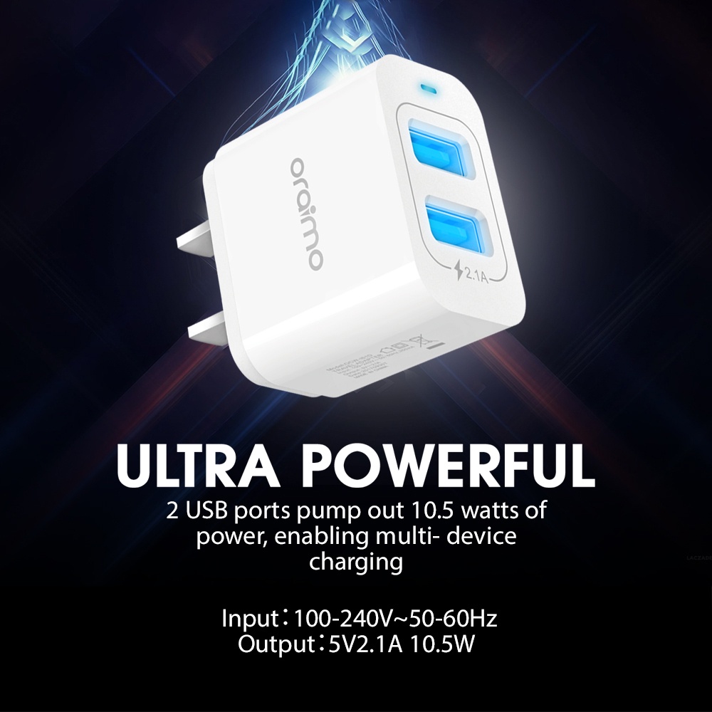 Oraimo Firefly OCW-C62DC Charger Dual USB Connector Compact Size with ...