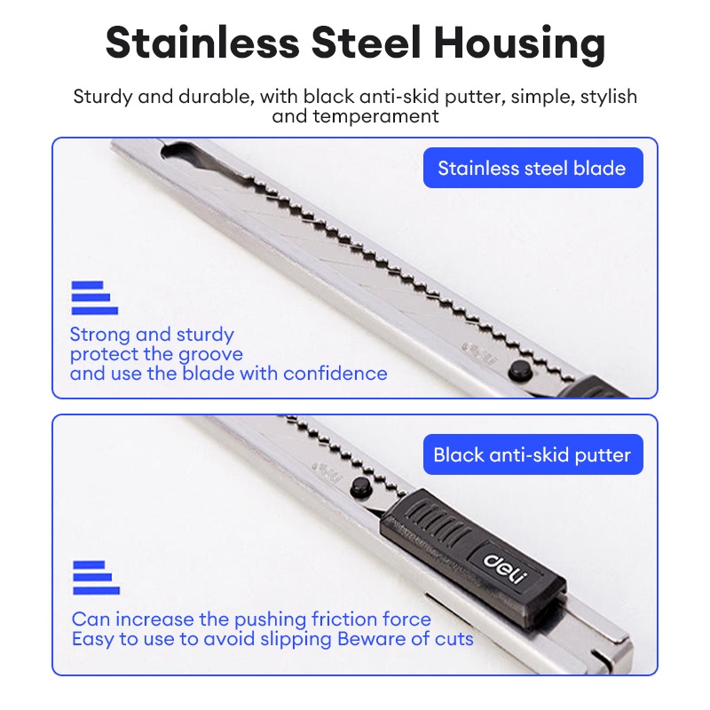 Deli SK5 Steel Cutter 8 Snap-off Blades Cutter Knife E2034 | Shopee ...