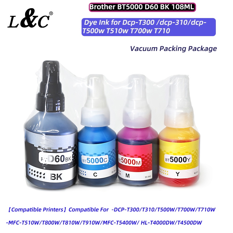 L&C BT5000 D60 Ink Refill Ink for Brother Printer Dcp-T300 T310 T500w ...