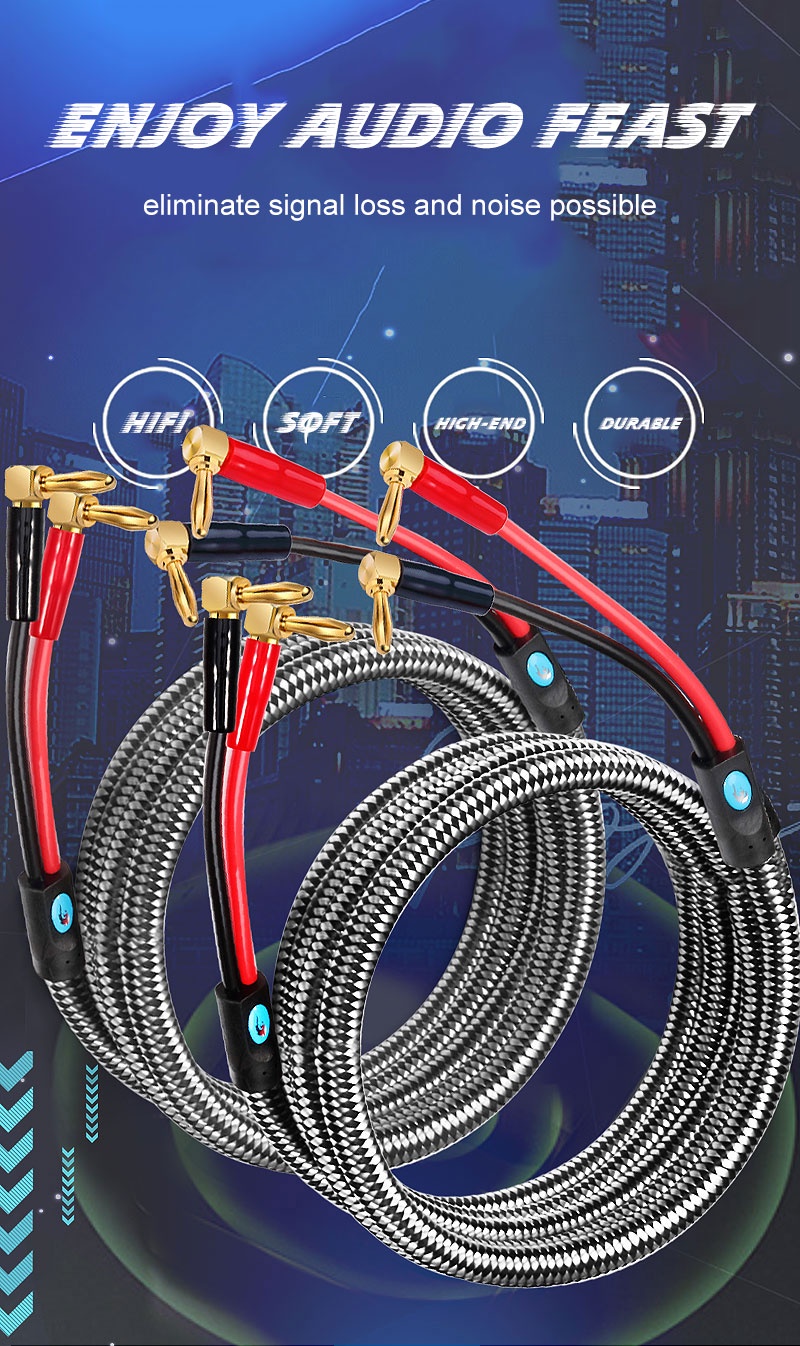 GOLLEY LION Hi-Fi Pure Copper Speaker Cable Right Angle L Type Gold ...