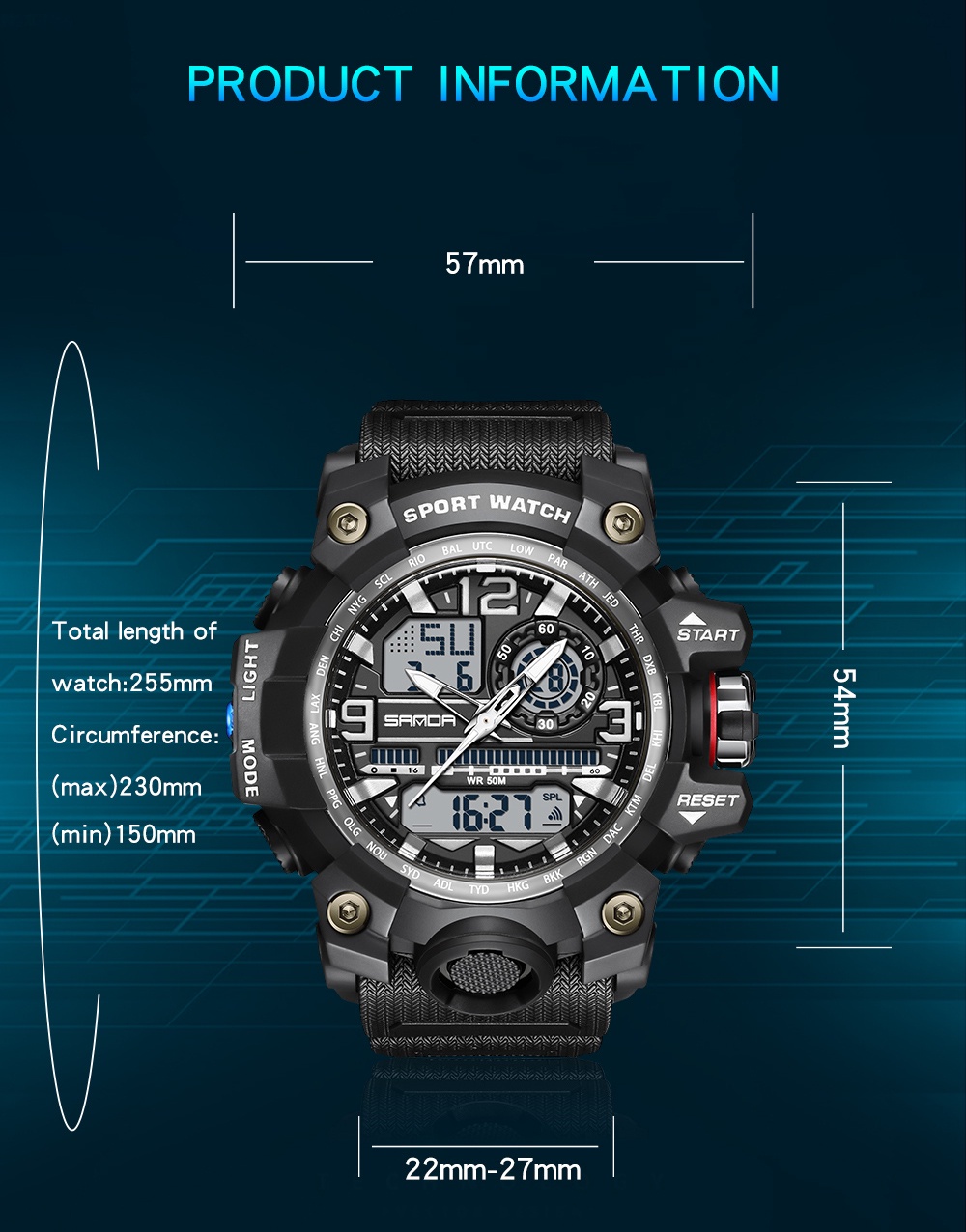 2024 SANDA 3133 Brand G- Style Military Watch Men Digital Shock Sports ...