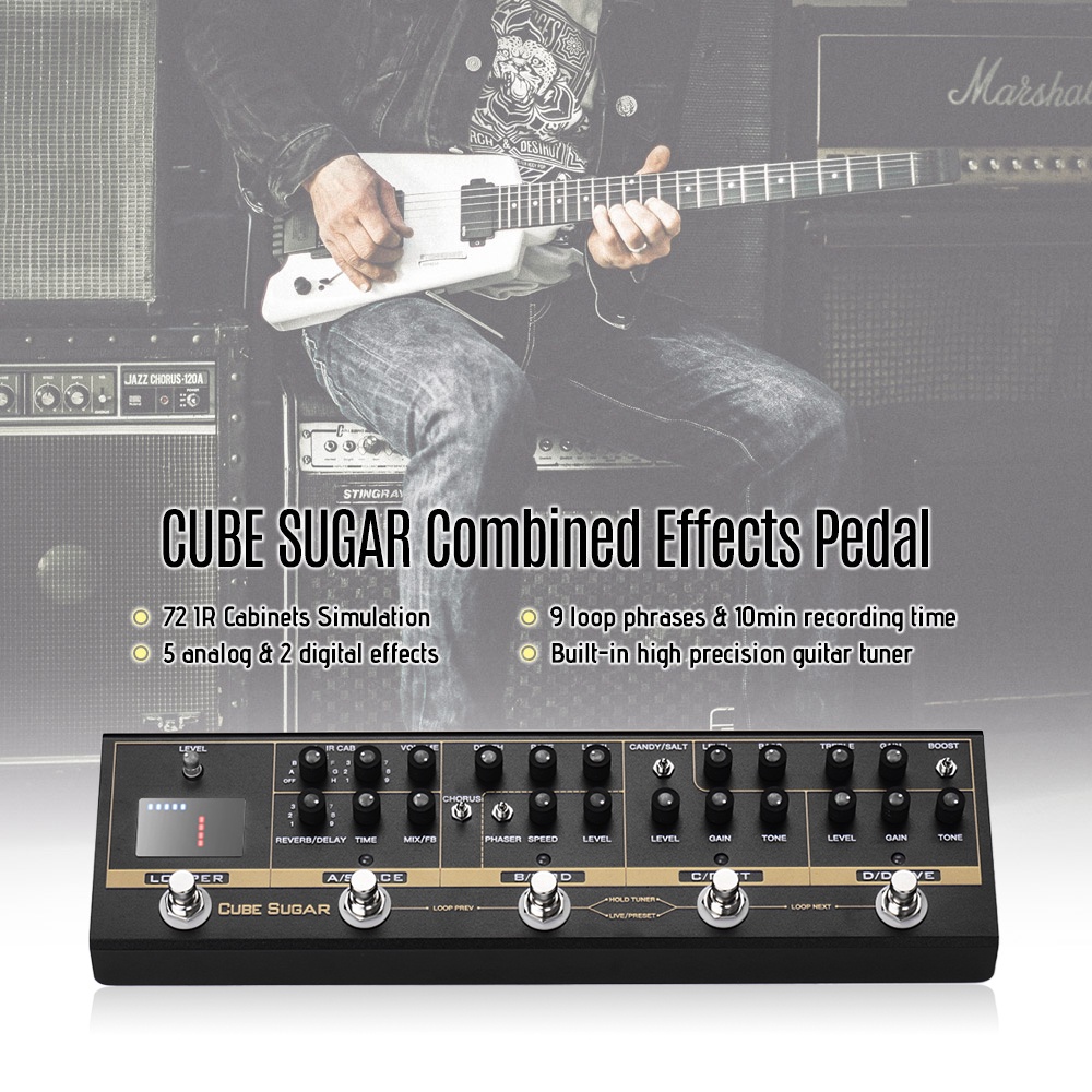 M-Wave Cube Sugar Guitar Multi-Effect Pedal 72 Ir Cabinets Simulator 9 ...