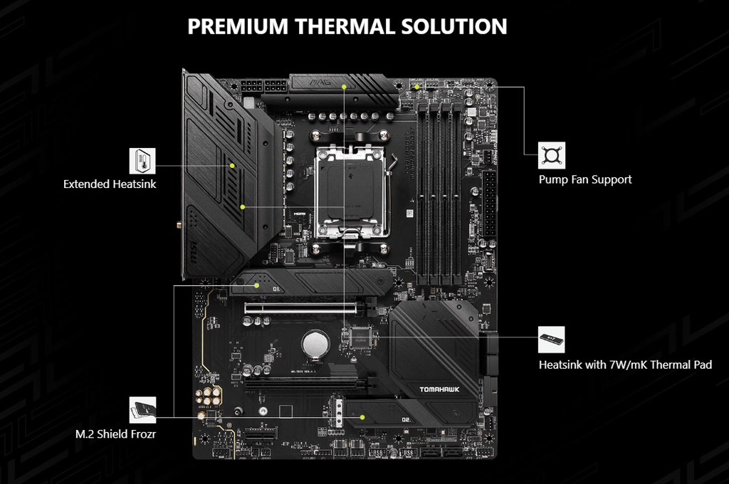 MSI MAG B650 TOMAHAWK WIFI AM5 ATX DDR5 Mystic Light RGB Motherboard ...
