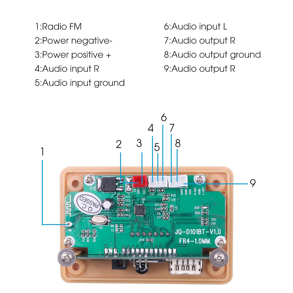 12V Wireless Bluetooth 5.0 MP3 WMA Decoder Board Color Screen Audio ...