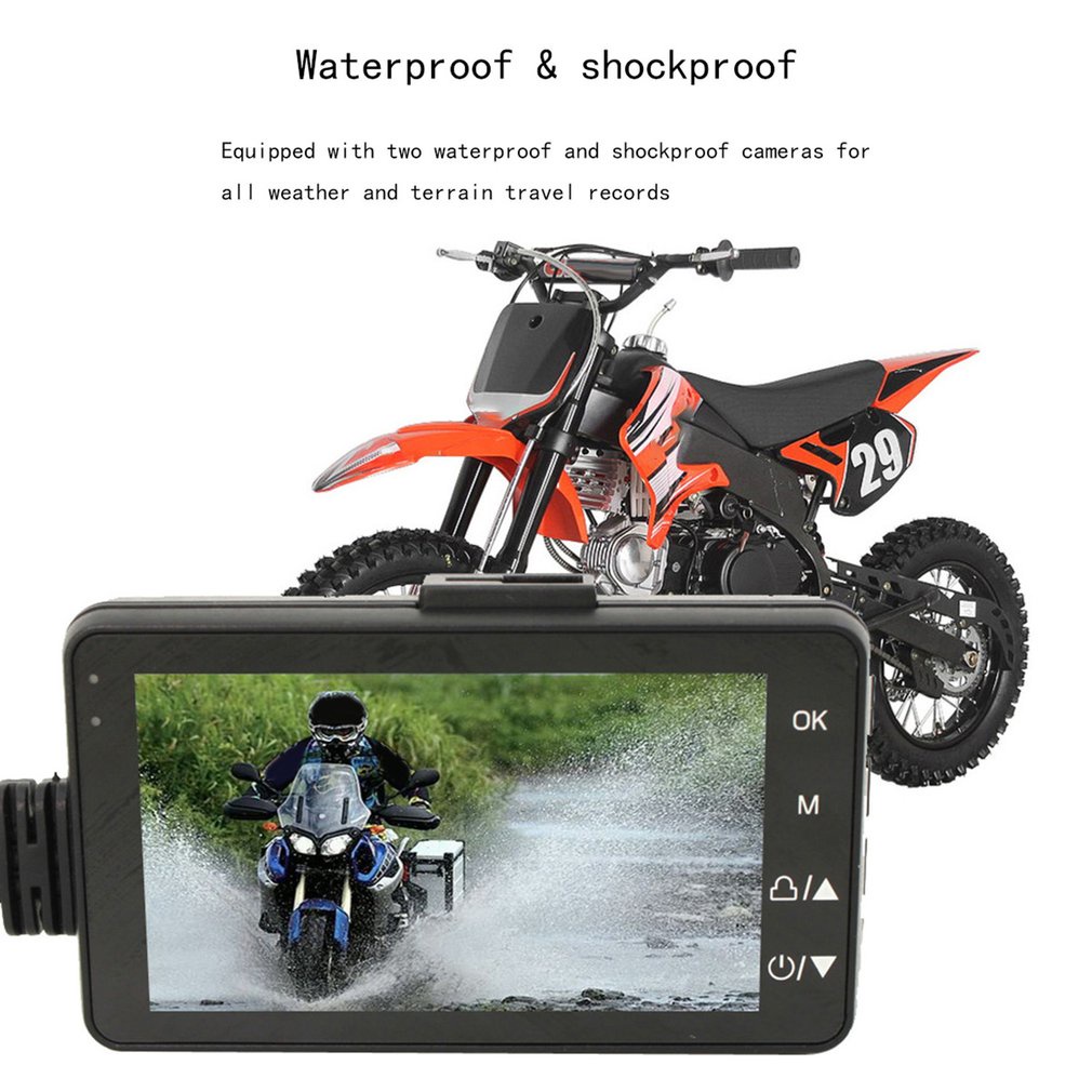 Motorcycle DVR 140° Front+Rear Dash Camera Motorcycle Dash Cam Video ...