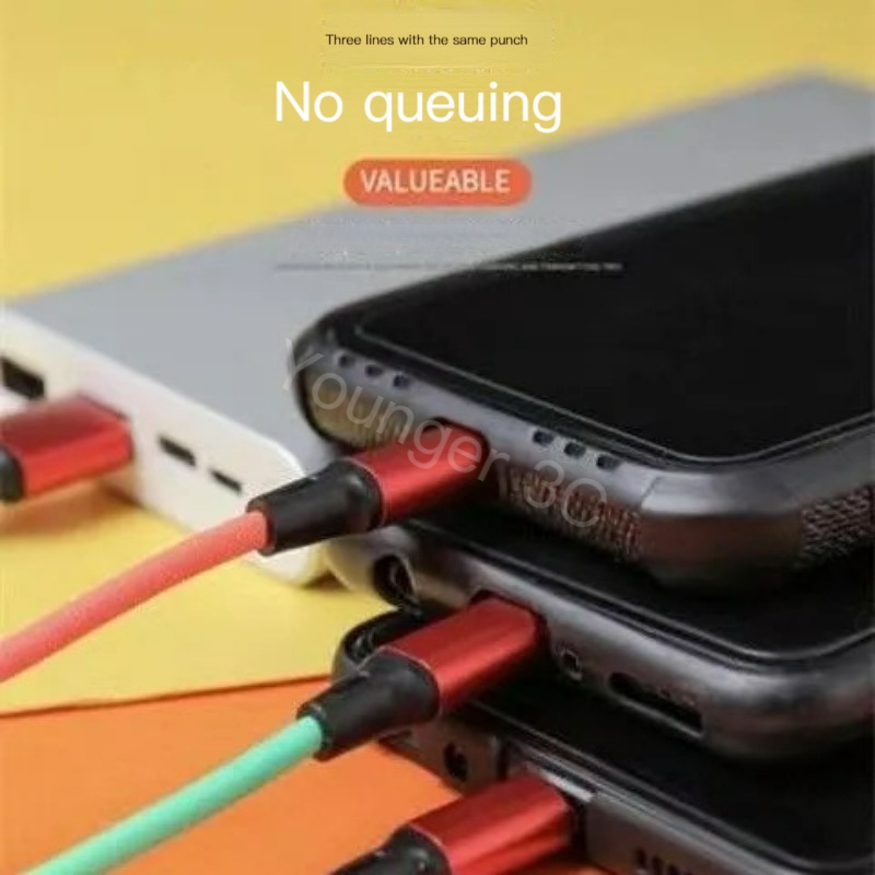 3 in 1 Rainbow Fast Charge Cable Colorful USB A Data Cable Rainbow ...
