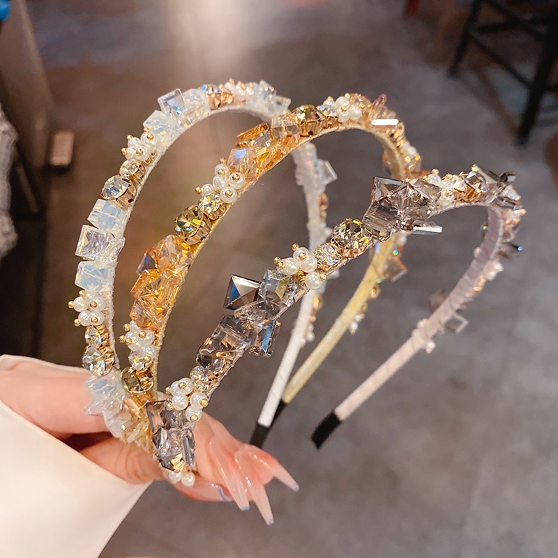 Korean New Diamond Pearl Crystal Hair Band Temperament Sweet Headband ...