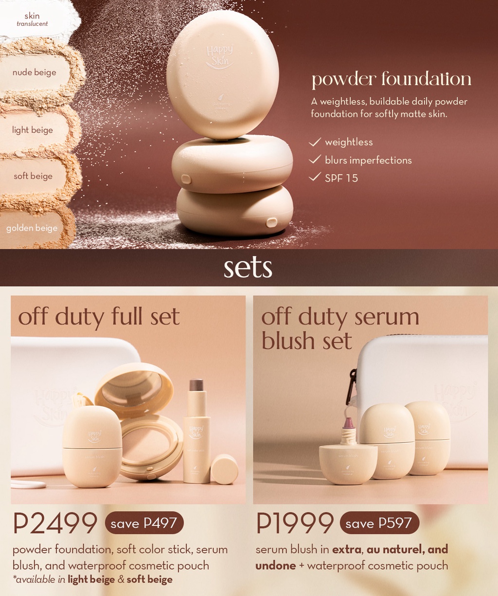 Happy Skin Off Duty Powder Foundation Duo (Powder Foundation + Dual ...