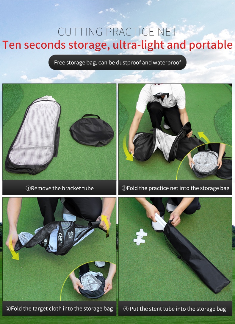 PGM Foldable portable golf chipping practice net with 2 target for ...