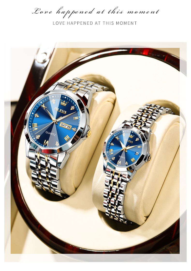 OLEVS Couple Watch Waterproof Original With Box Stainless Steel 9931 ...