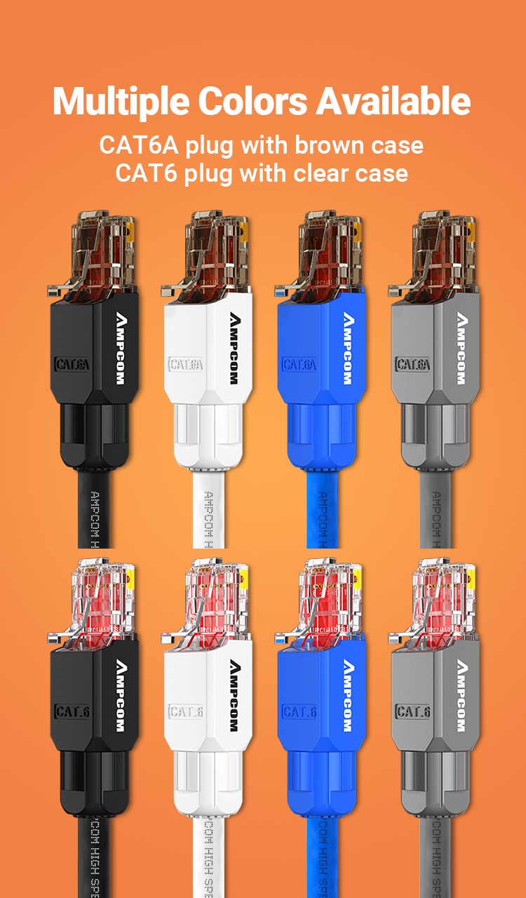AMPCOM CAT6A Tool-Free UTP RJ45 Termination Plug, CAT6A CAT6 RJ45 ...