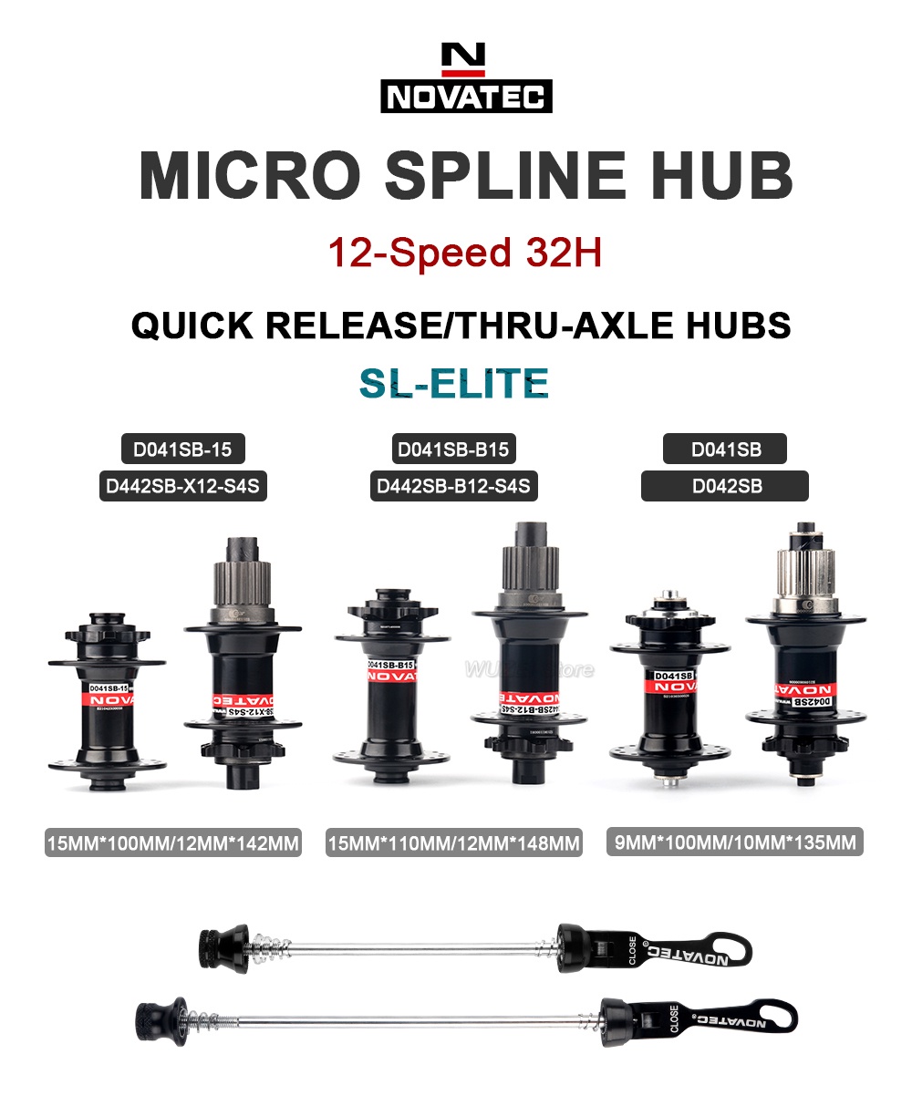 NOVATEC MicroSpline hubs 32 Holes quick release hub thru axle MTB MS ...