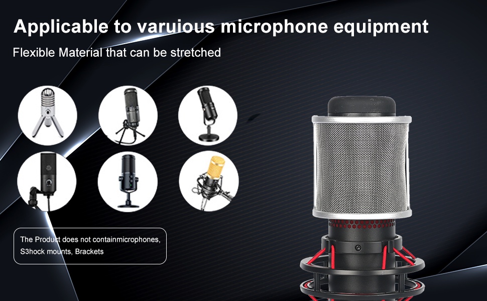 Pop Filter, PEMOTech [Upgrade Three Layers] Metal Mesh & Foam & Etamine Layer Microphone Spray ...