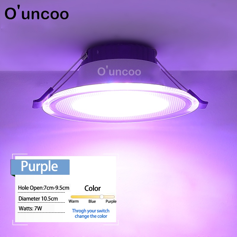 O'uncoo Pin Light Tri color Led Ceiling 7Watts Downlight Recessed Panel ...