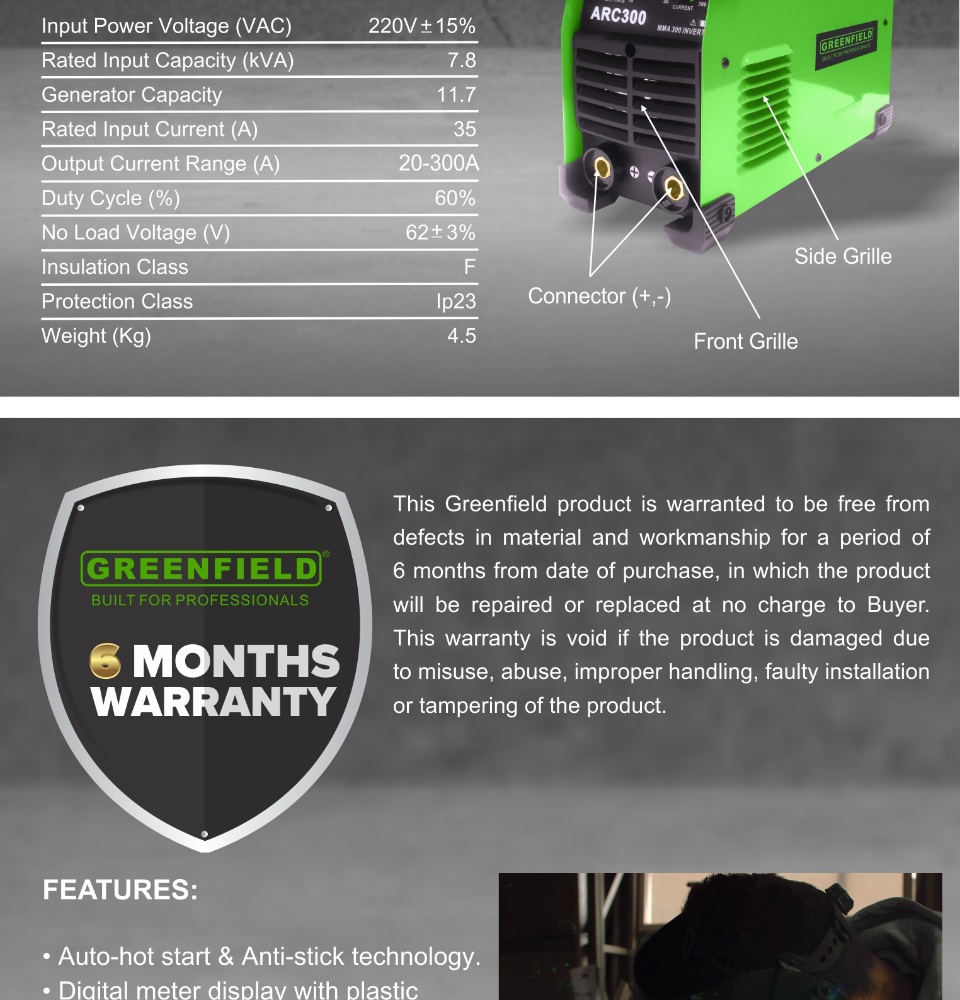 Greenfield 300A MMA Inverter Welding Machine | Shopee Philippines