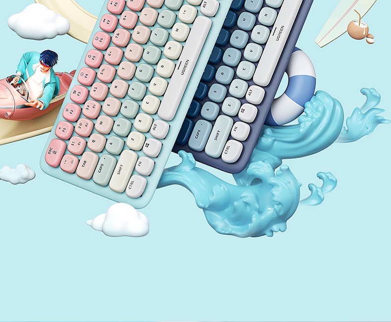 Ugreen FUN Bluetooth wireless rechargeable mechanical keyboard 84 keys ...