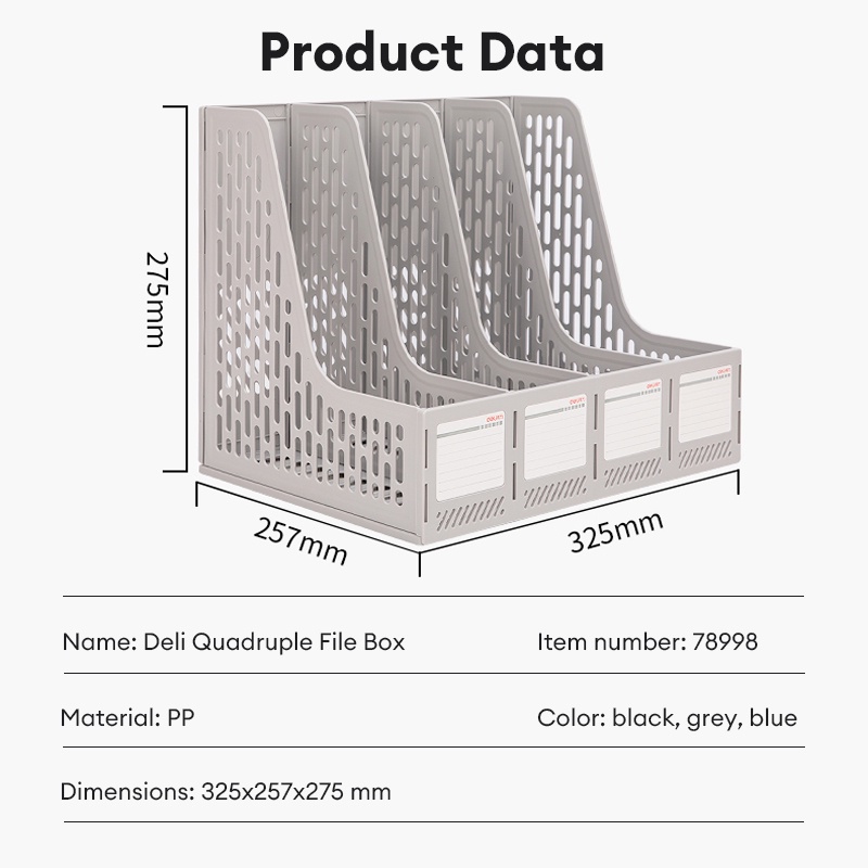Deli 3/4 A4 Tier File Organize Box Magazine Document Organizer Desktop ...