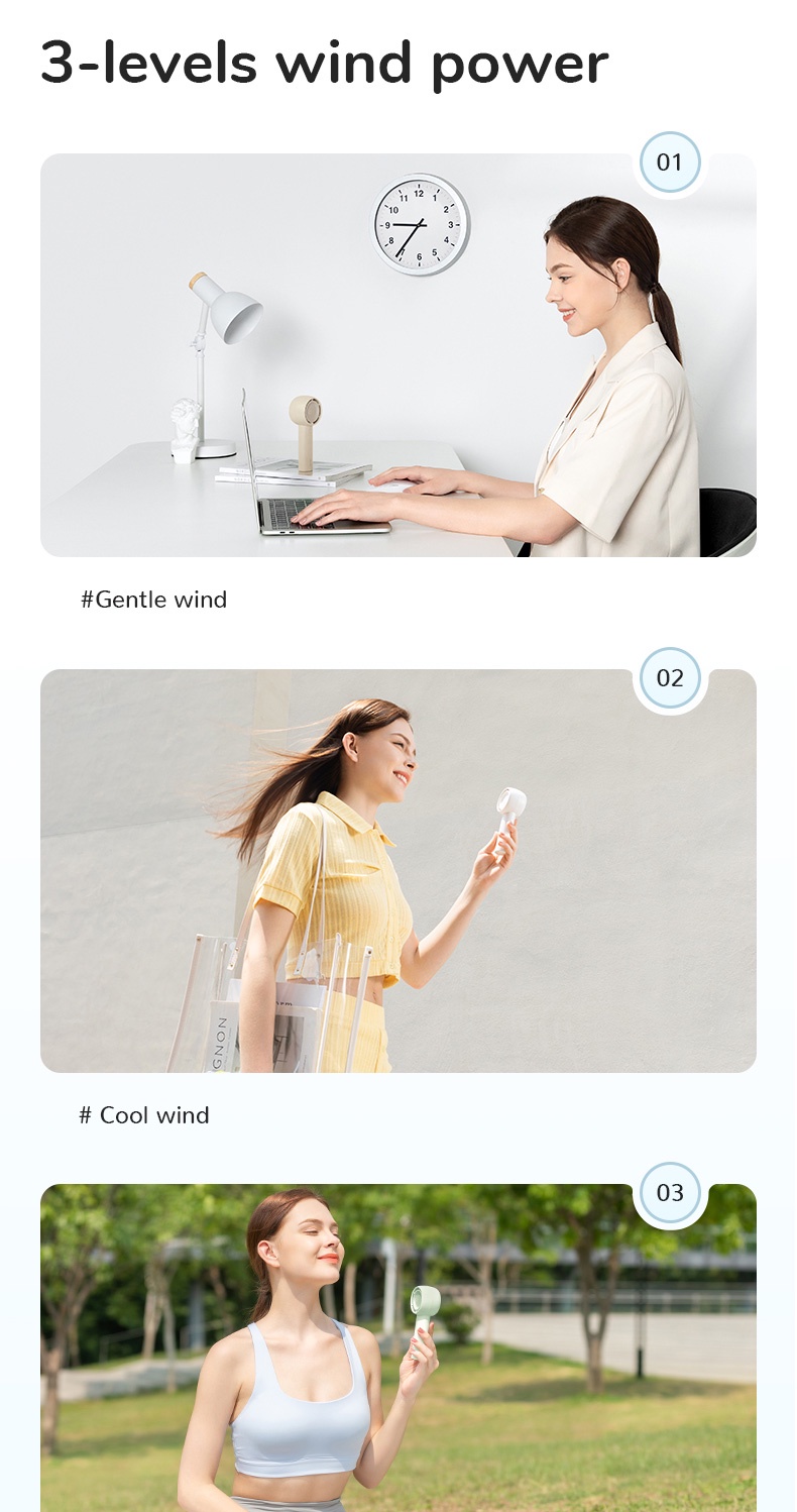 JISULIFE Handheld Fan Life5 Mini Fan Portable Rechargeable Leafless ...
