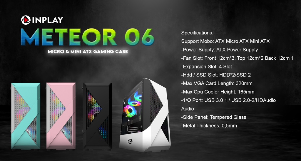 Inplay Meteor 06 | MATX/ATX Case LED Effects and Tempered Glass ...