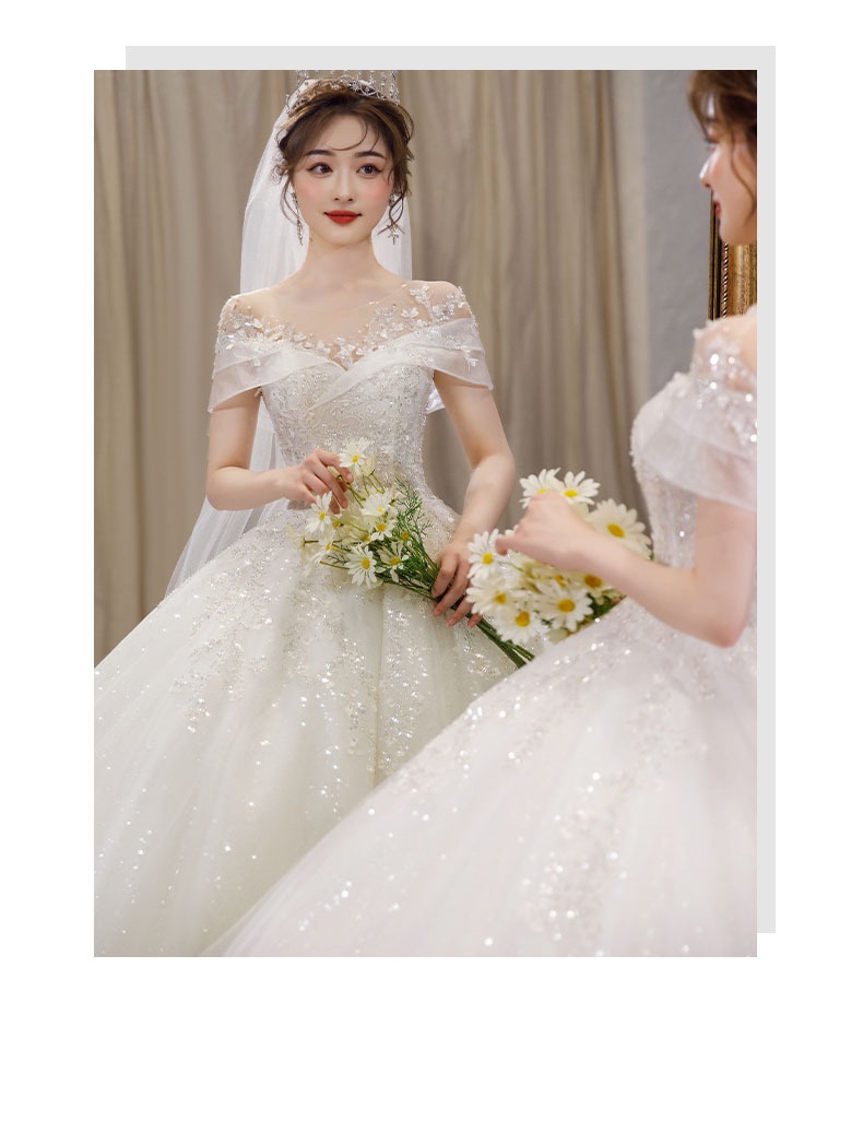 Off Shoulder Wedding Dress Gown New Main Dress Bride's Summer French ...