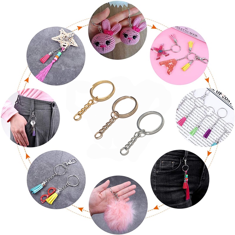 3pcs/lot Metal Keychain Parts Key Chains with Four-links 25mm Open Jump ...