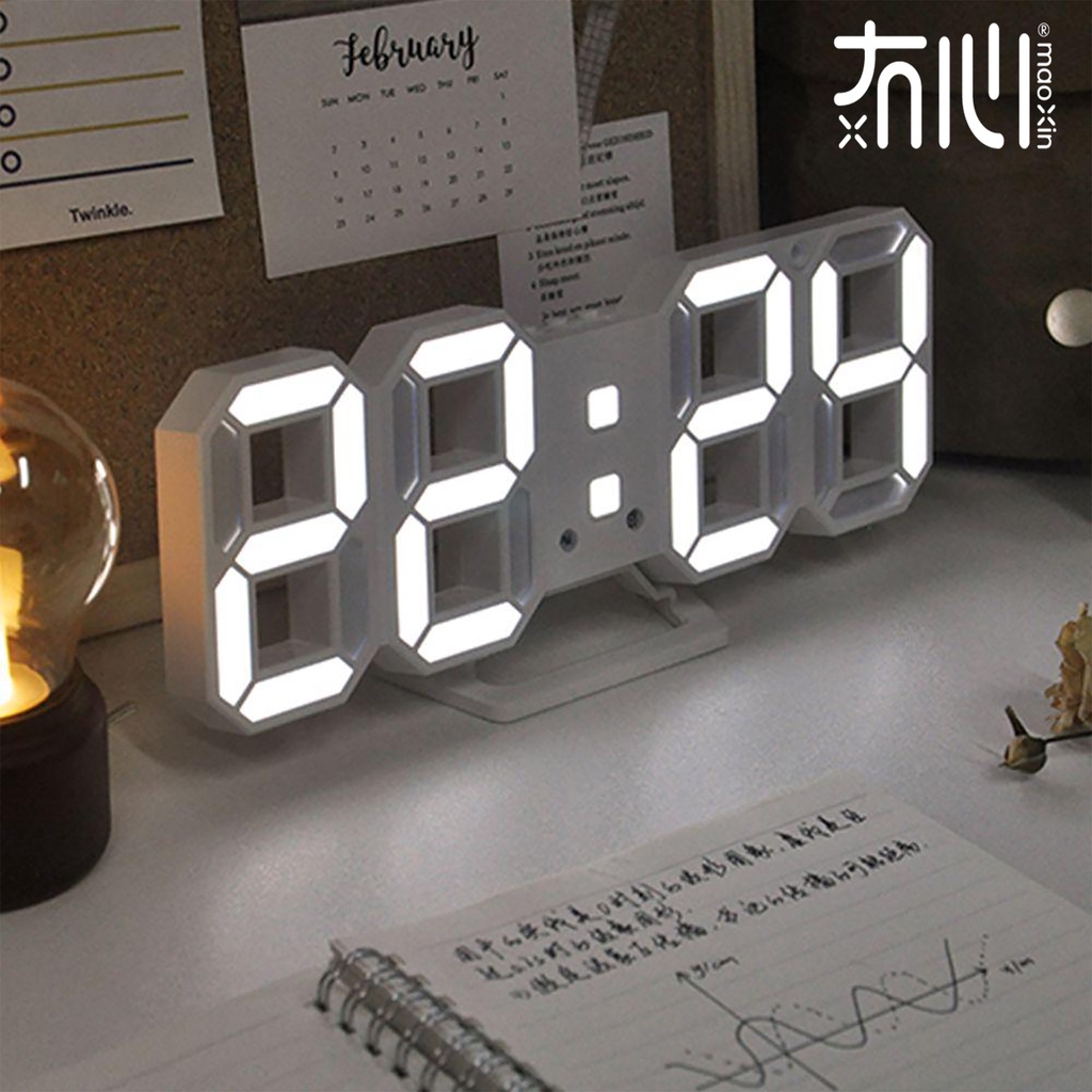 MX MALL 3D LED Wall Clock Modern Digital Alarm Clocks Display Home ...