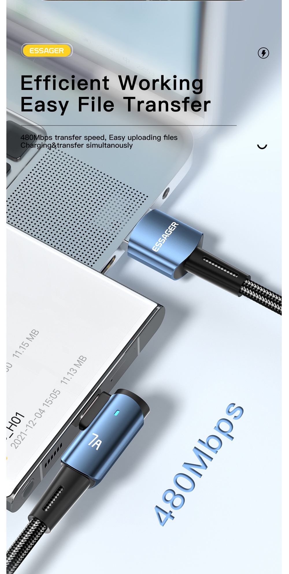 Essager 7A 100W USB To Type C Single Elbow Fast Charger 7A High Current ...