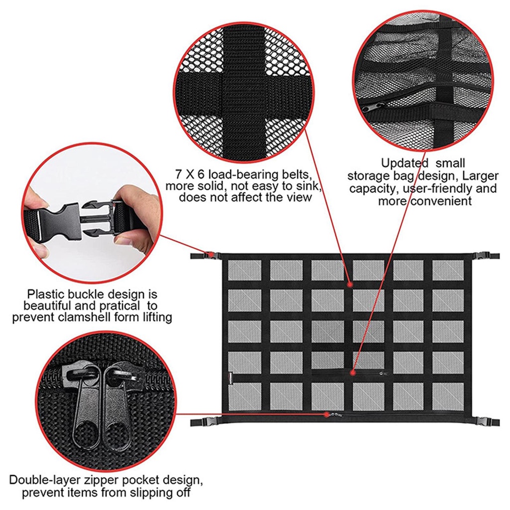 Car Roof Top Ceiling Cargo Storage Net Elastic String Pocket Storage ...