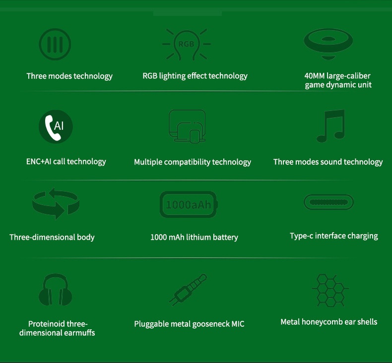 GK9 3 Models Hifi Headphones with Mic RGB Noise Canceling PC Gaming ...